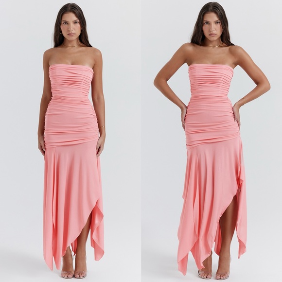 House of CB | Dresses | House Of Cb Ivana Strapless Handkerchief Hem ...